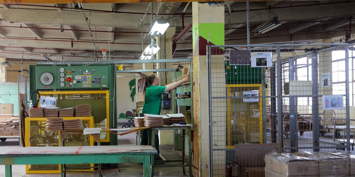 Flagi i transparenty. Protest w Enkev w Łodzi