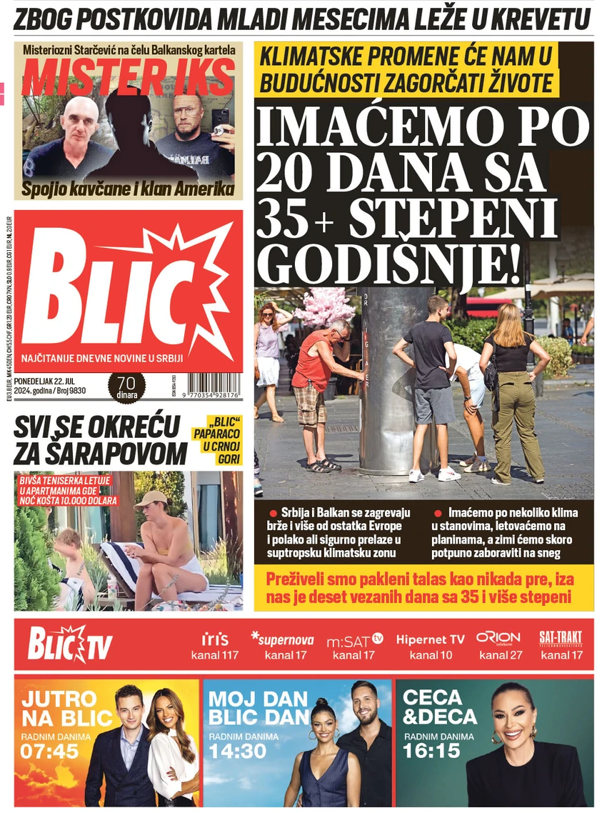 Naslovna strana za 22.7. - Blic