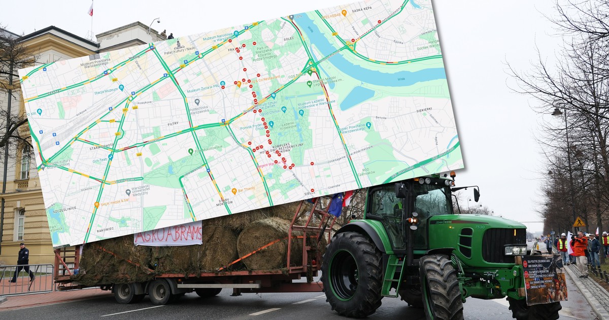 Protest rolników. Utrudnienia w wielu miejscach w Warszawie [MAPY]