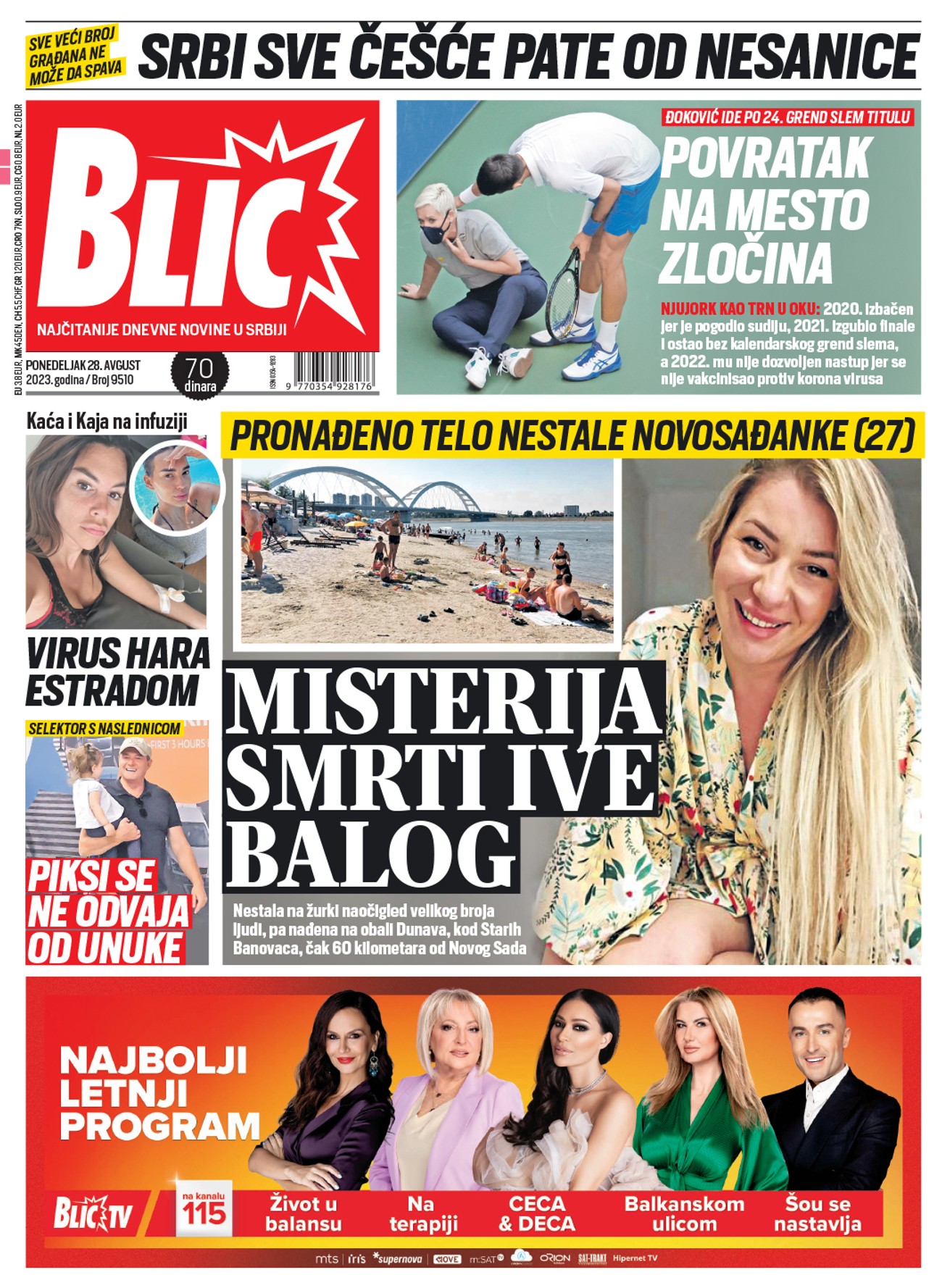 Naslovna strana za 28.8. - Blic
