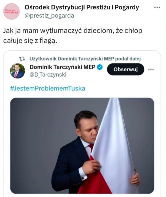Dominik Tarczyński pocałował flagę Polski. Zdjęcie podbija sieć! [MEMY ...