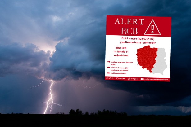 Alert RCB dla 11 województw. Gwałtowne burze i silny wiatr - Dziennik.pl Alert RCB dla 11 województw. Gwałtowne burze i silny wiatr - Dziennik.pl