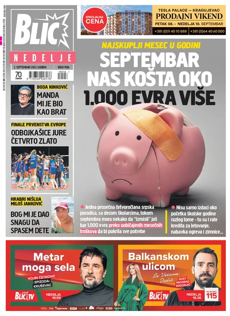 Naslovna strana za 3.9. - Blic