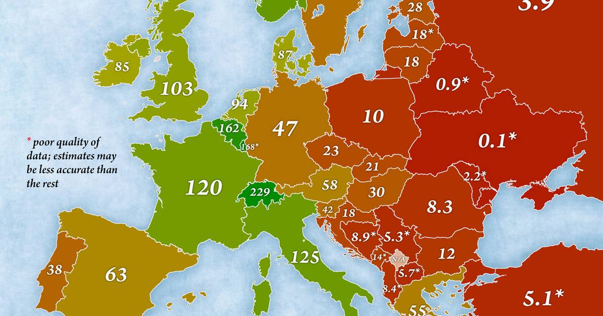 Mapa najbogatijih zemalja u Evropi Noizz