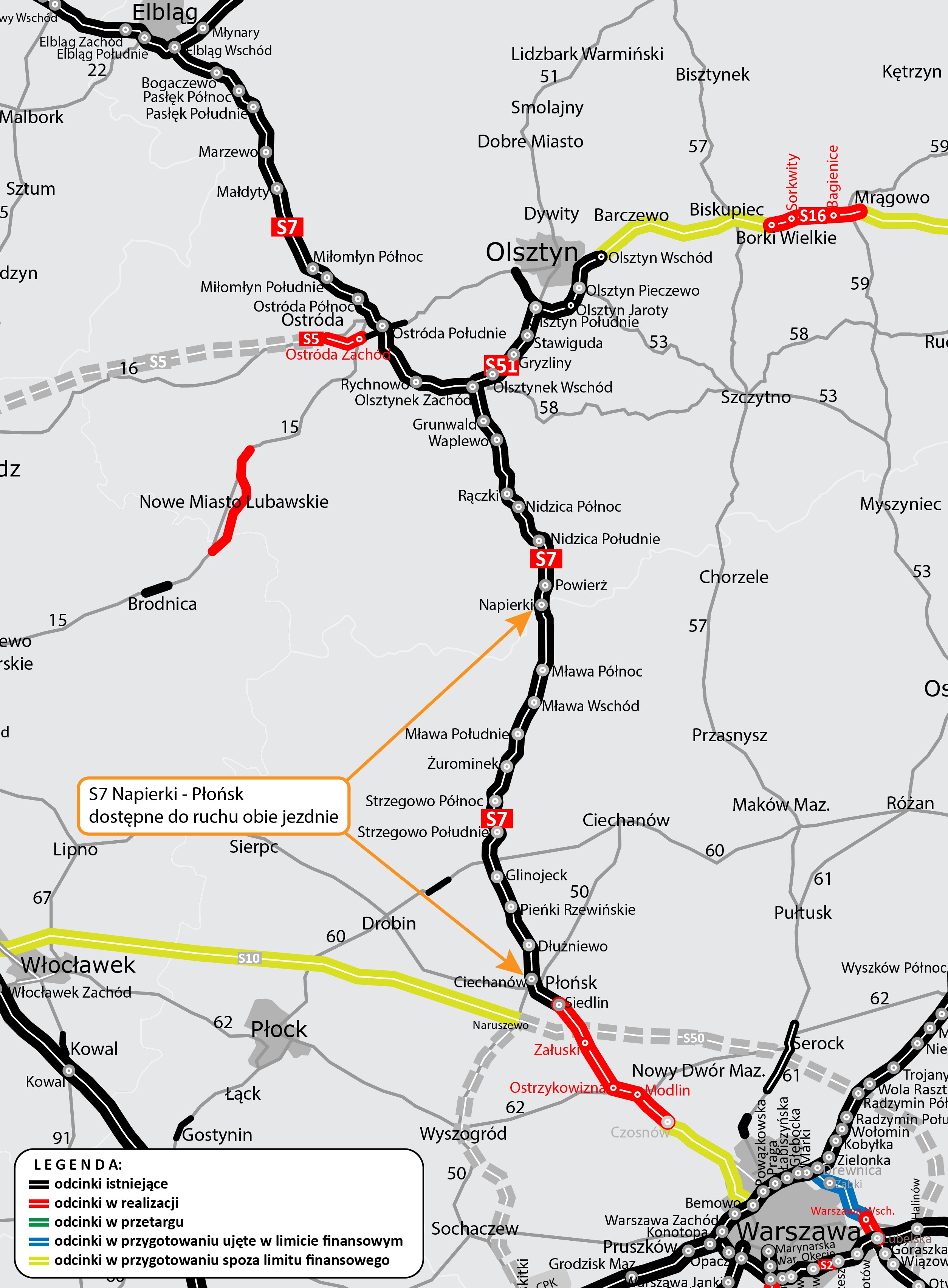 Droga S7. Odcinek Napierki - Płońsk w końcu bez ograniczenia prędkości ...