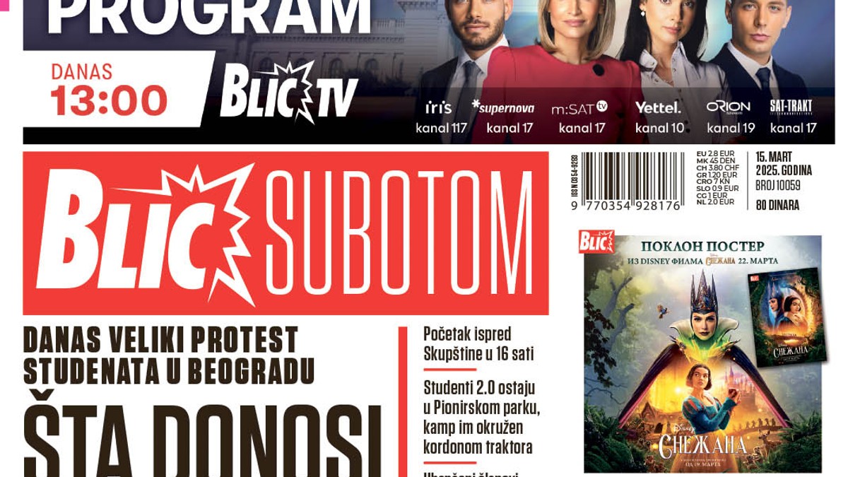 Naslovna strana za 15.3. - Blic