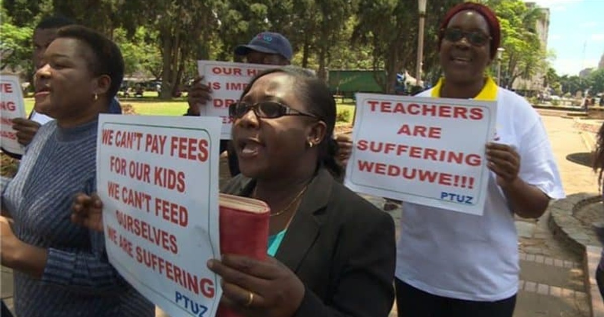 Zimbabwean teachers protest for higher salaries amid economic woes ...