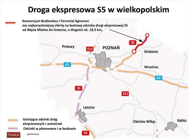 Budimex podpisał umowę na odcinek drogi S5 pod Poznaniem [MAPA] - Forsal.pl