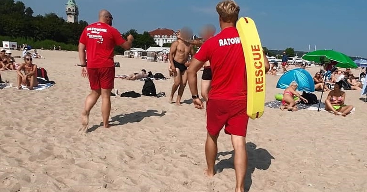 Pijany 39-latek zaatakował ratowników WOPR w Sopocie. Jest nagranie