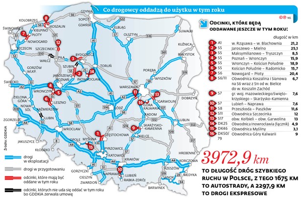 Mapa budowy dróg w Polsce: przed końcem roku przybędzie jeszcze 200 km nowych tras - Forsal.pl