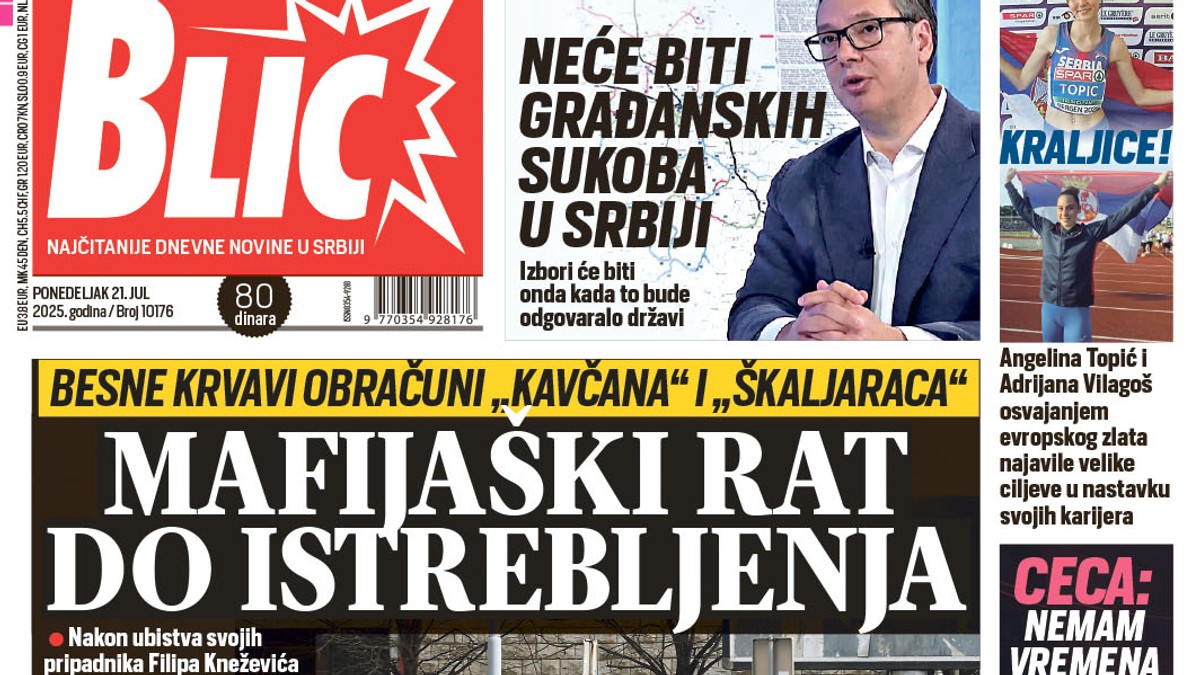 Naslovna strana za 21.7. - Blic