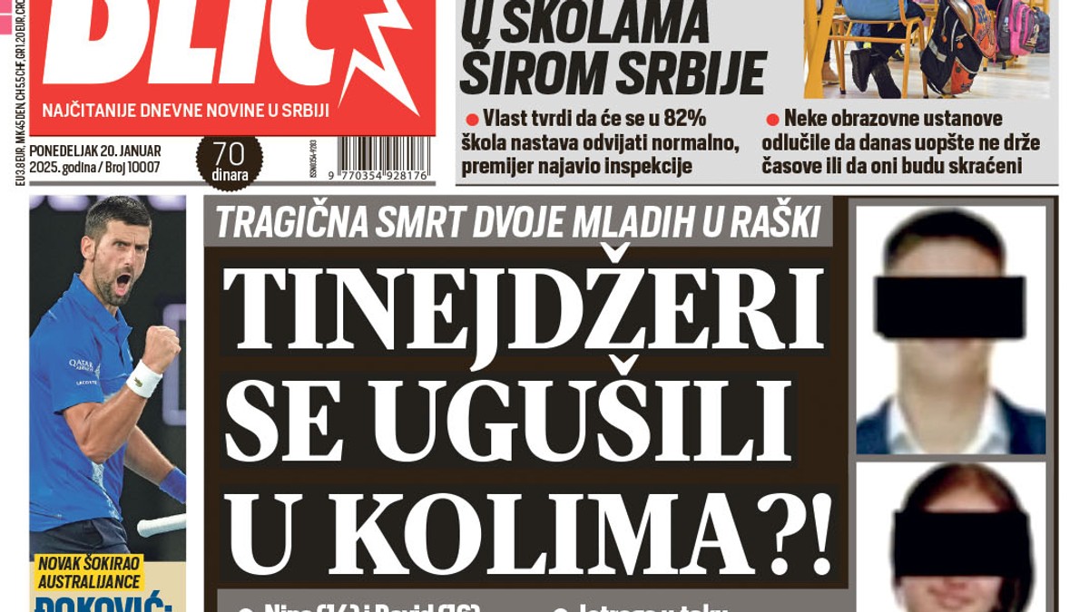 Naslovna strana za 20.1 - Blic