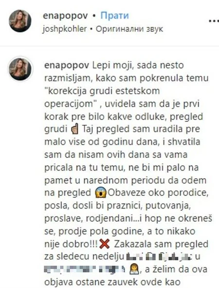 Ena Popov uputila jaku poruku svim ženama - Blic