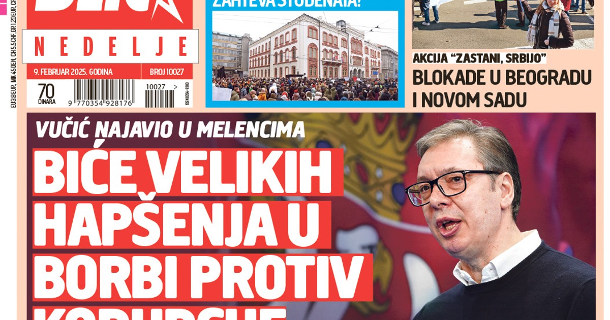 Naslovna strana za 9.2. - Blic