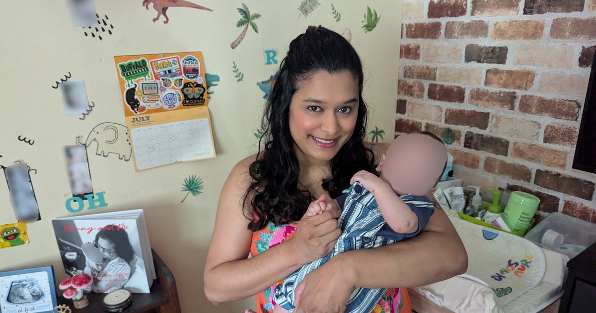 My husband, our newborn, and I live in my 110-square-foot childhood ...