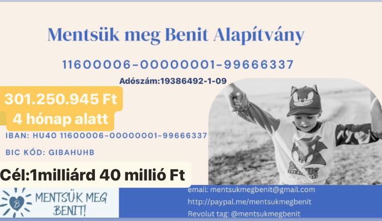Egymilliárdos terápia jelenti az életet Beninek - Blikk