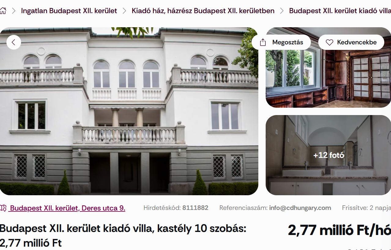 Kiadó Honthy Hanna villája - Blikk