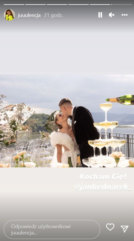 Żona Jana Bednarka pokazała piękne zdjęcia z wesela. "Kocham cię ...