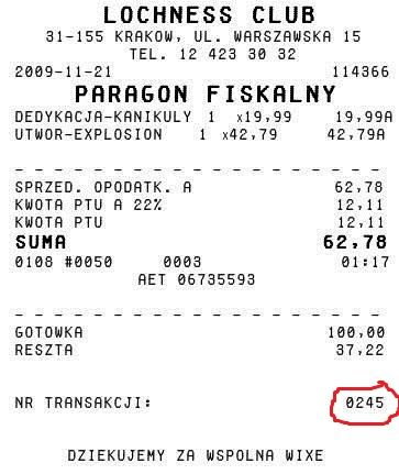 Gdzie znajduję się numer dowodu zakupu na paragonie? - Zapytaj.onet.pl