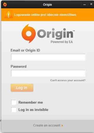 Chcę się zalogować na origin bo kupiłam the sims 4 ale musze być online ...