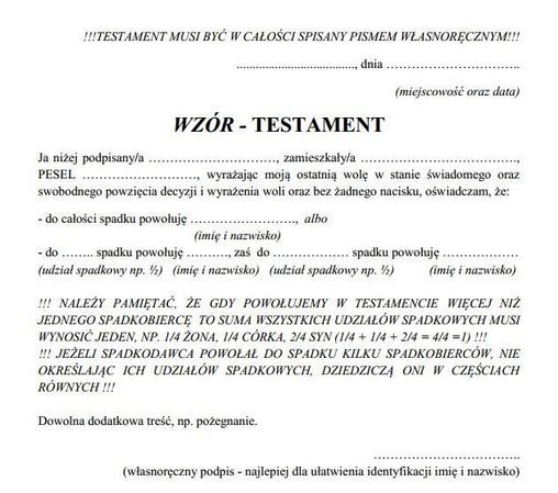 Jak napisać testament własnoręczny wzór - Zapytaj.onet.pl