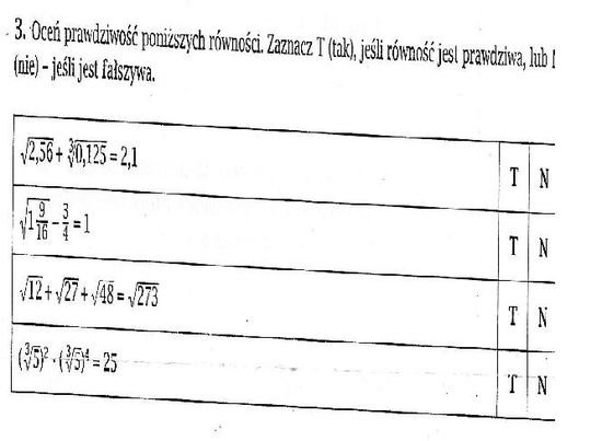 Ocen prawdziwość poniższych równości. – zadania, ściągi i testy ... Ocen prawdziwość poniższych równości. – zadania, ściągi i testy ...